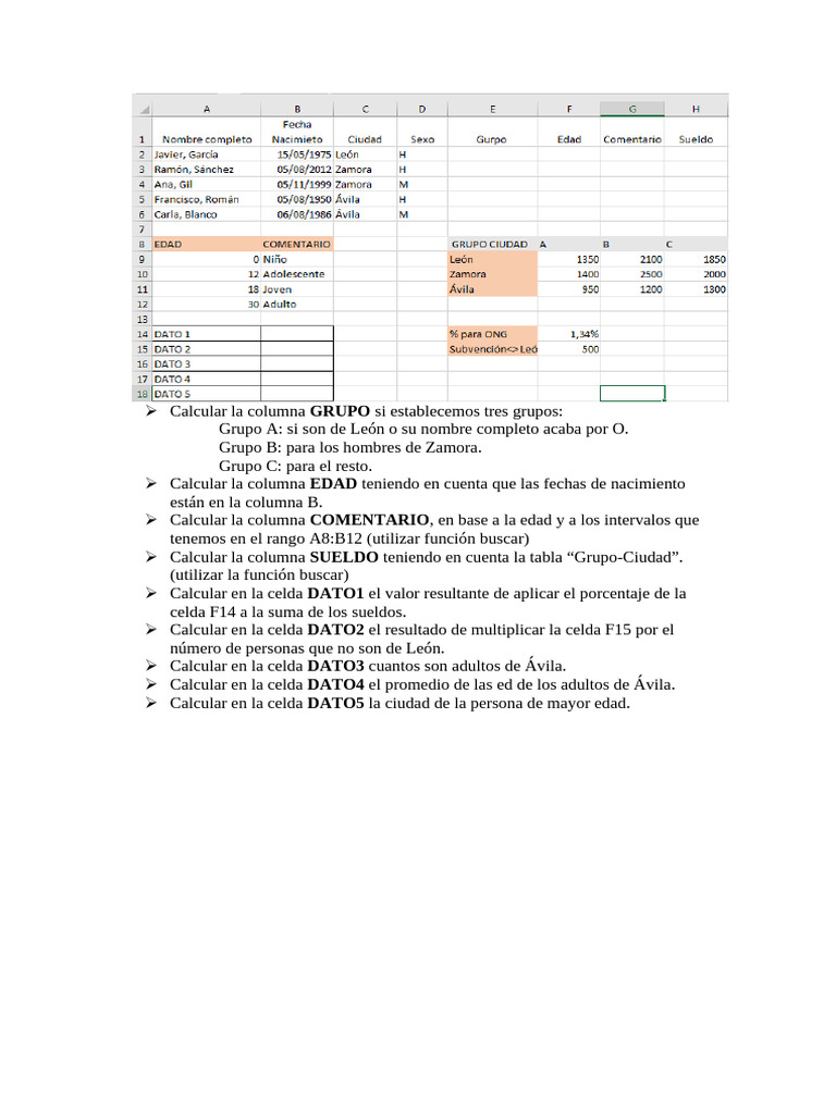 ejercicio excel funciones | PDF
