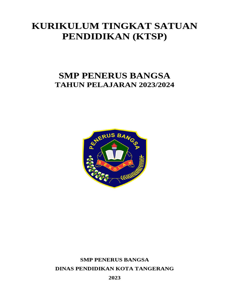 KTSP SMP Penerus Bangsa 2023/2024 | PDF