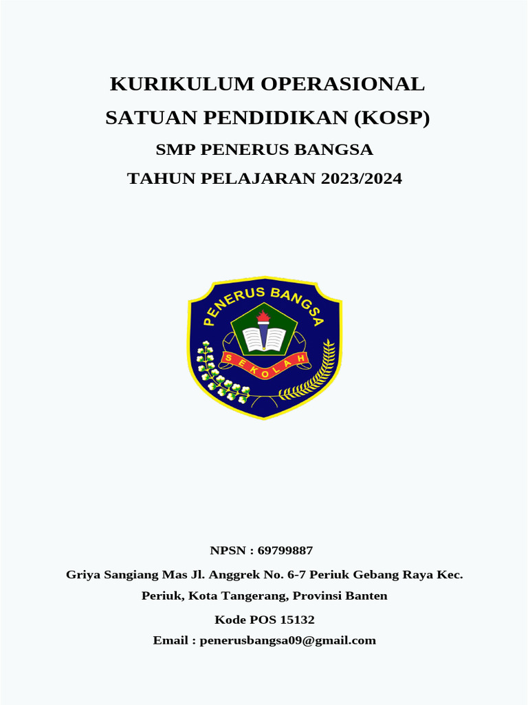 Kosp SMP Penerus Bangsa 2023-2024 | PDF