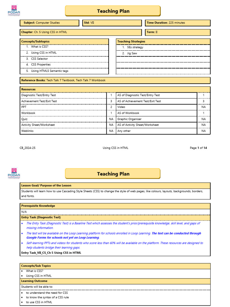 TP - CB - VII - Cs - Ch. 5 Using Css in HTML | PDF | Html | Html Element