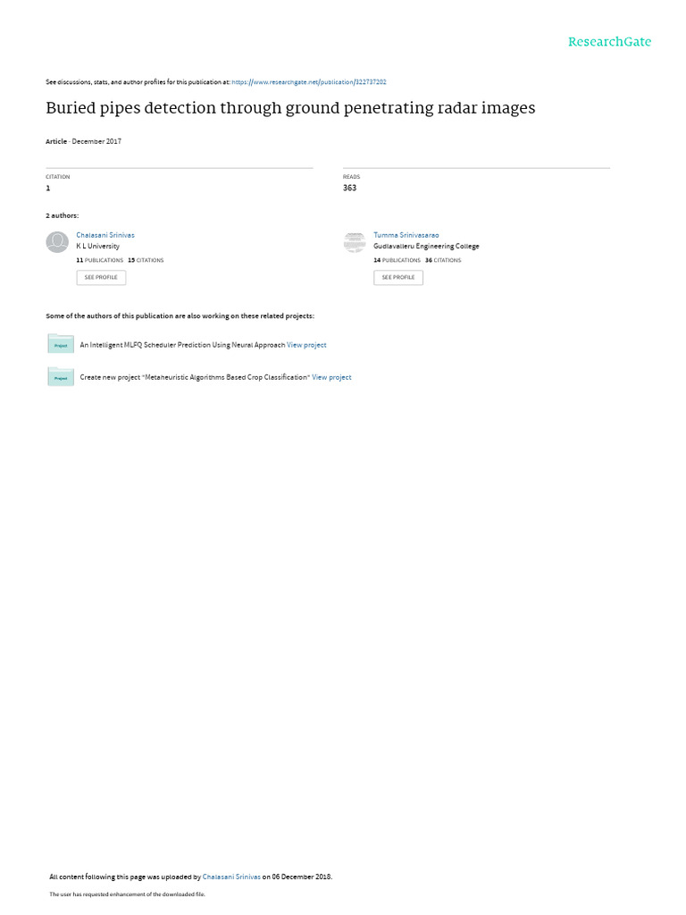 Buried Pipes Detection Through Ground Penetrating Radar Images | PDF ...