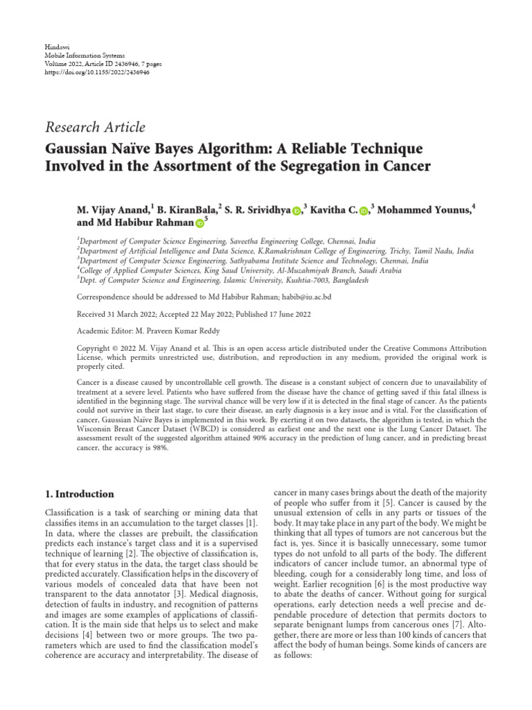 Gaussian Naive Bayes Algorithm A Reliable Techniqu | PDF | Sensitivity ...