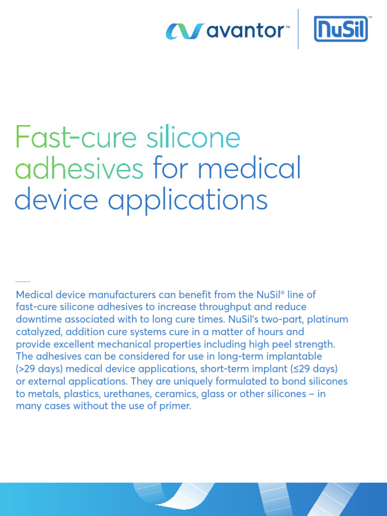 Fast-Cure Silicone Adhesives For Medical Device Applications | PDF ...