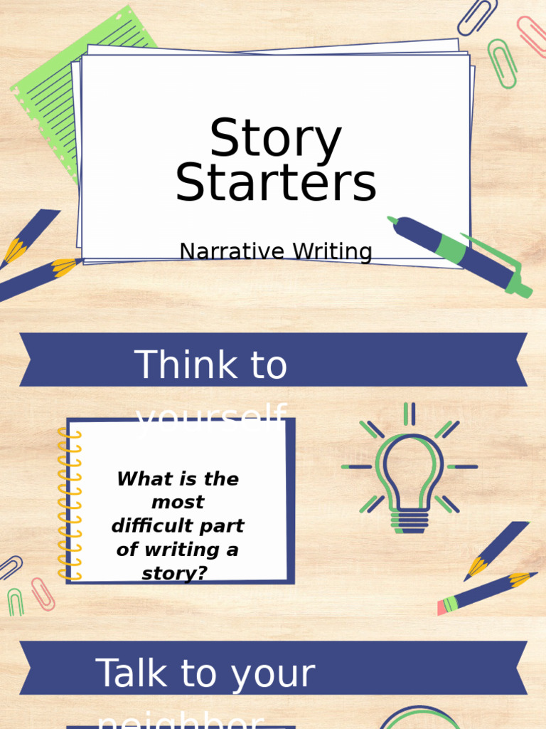 Blue and Green Narrative Writing Story Starters Education Presentation ...