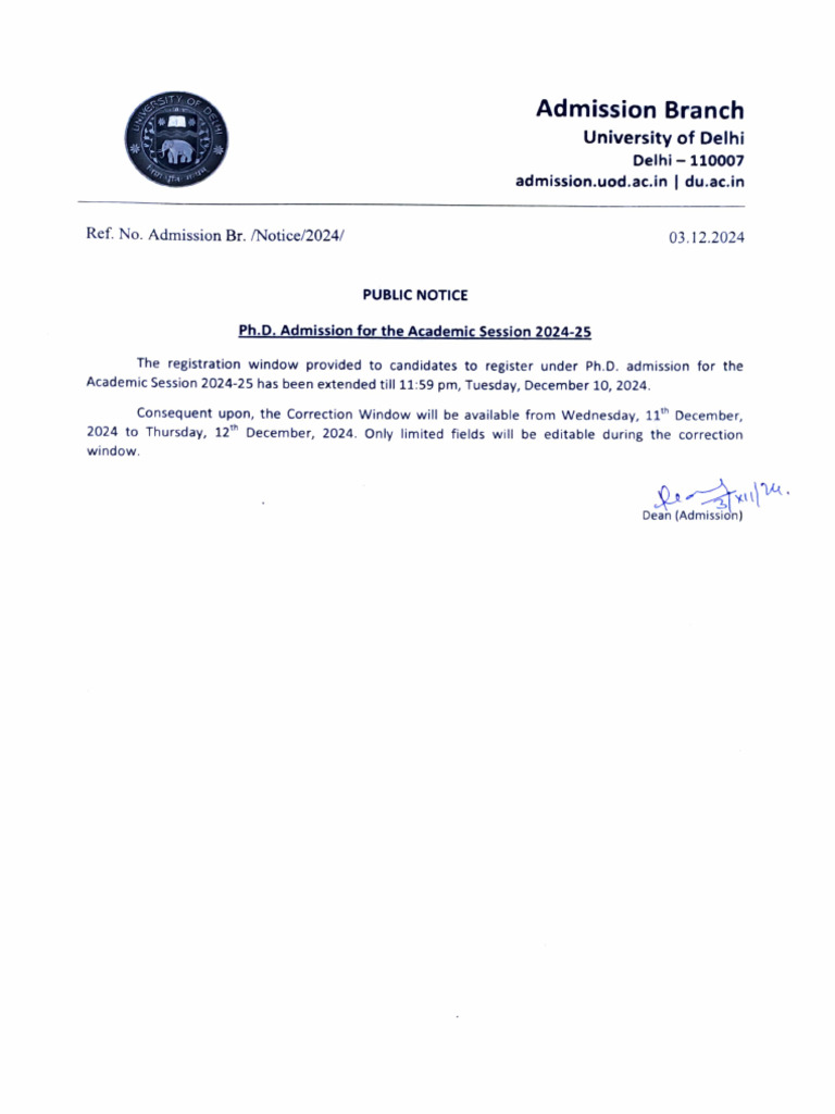 PHD Extension-Notice | PDF