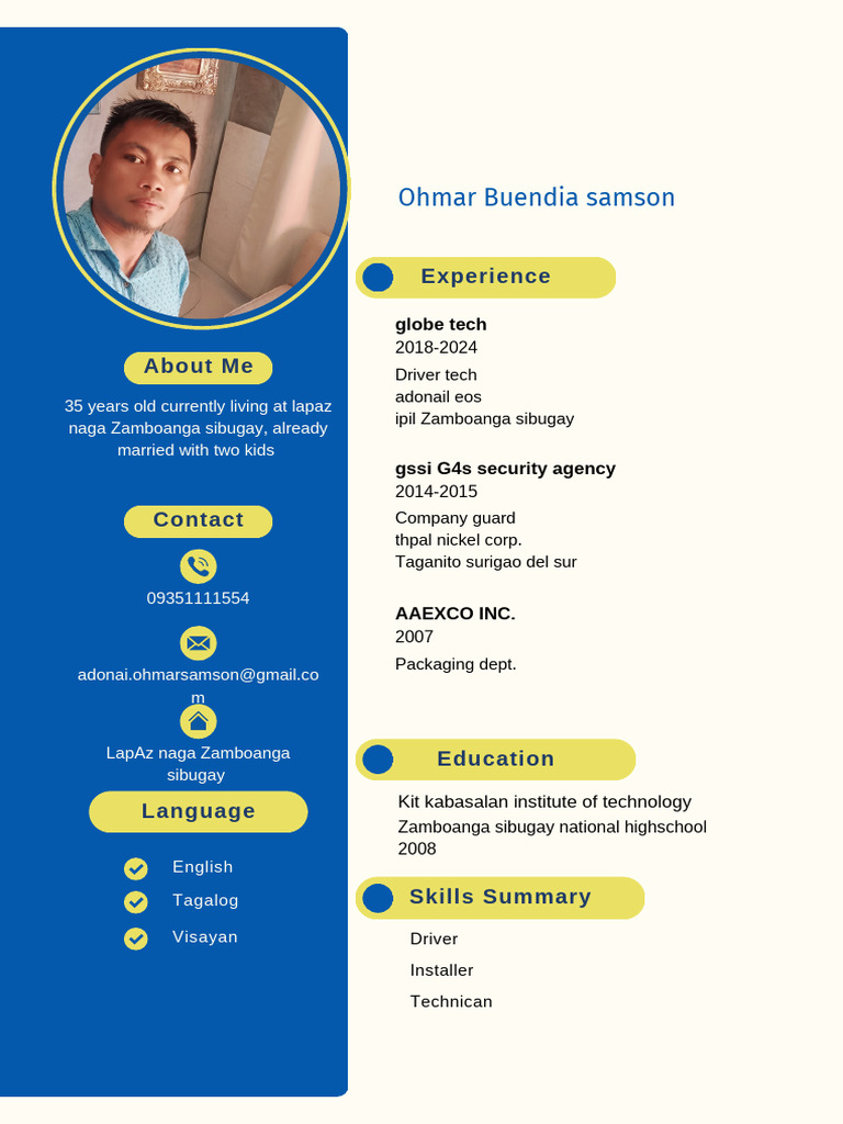 Ohmar Buendia Samson: Experience | PDF
