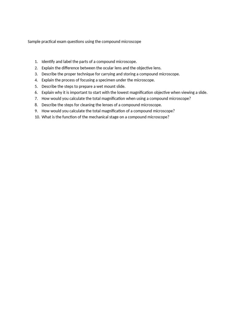Practical Exam Microscope | PDF