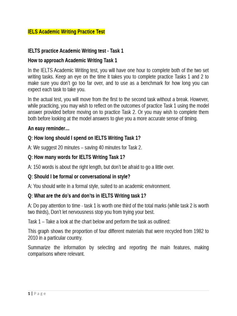 IELTS Academic Writing Practice Test | PDF | International English ...