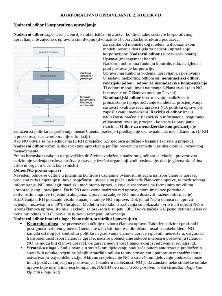Korporativno Upravljanje 2. Kolokvij | PDF