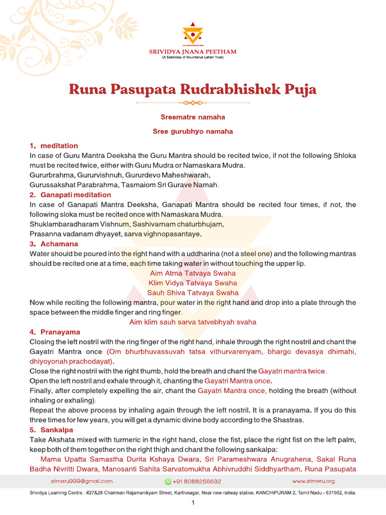 Runa Pasupata Rudrabhishek Puja | PDF