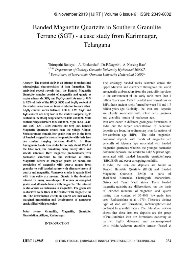 Banded Magnetite Quartzite in Southern G | PDF | Minerals | Iron Ore