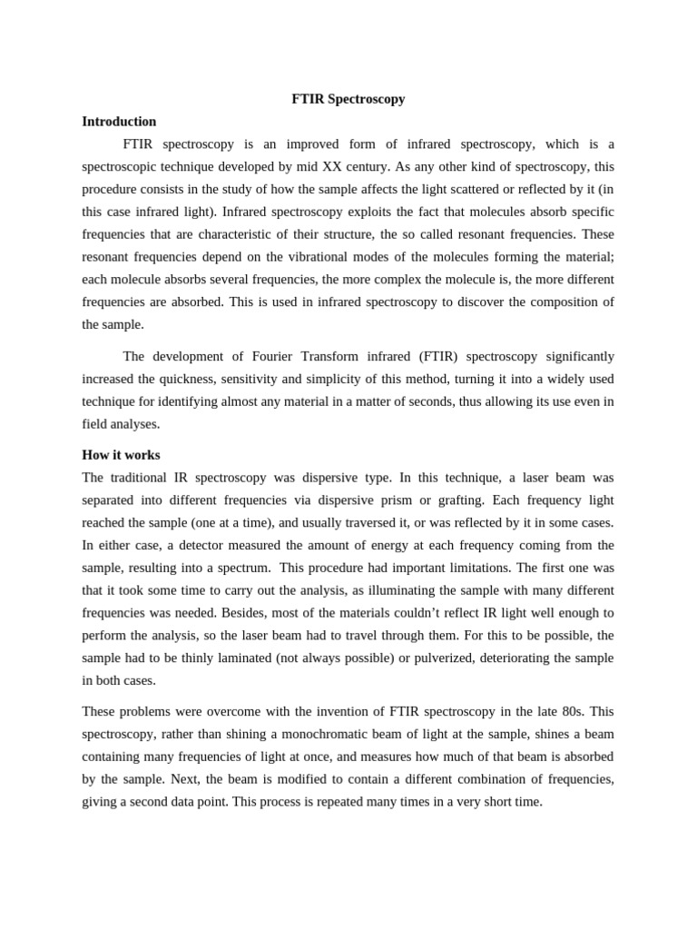 FTIR | PDF | Infrared Spectroscopy | Spectroscopy