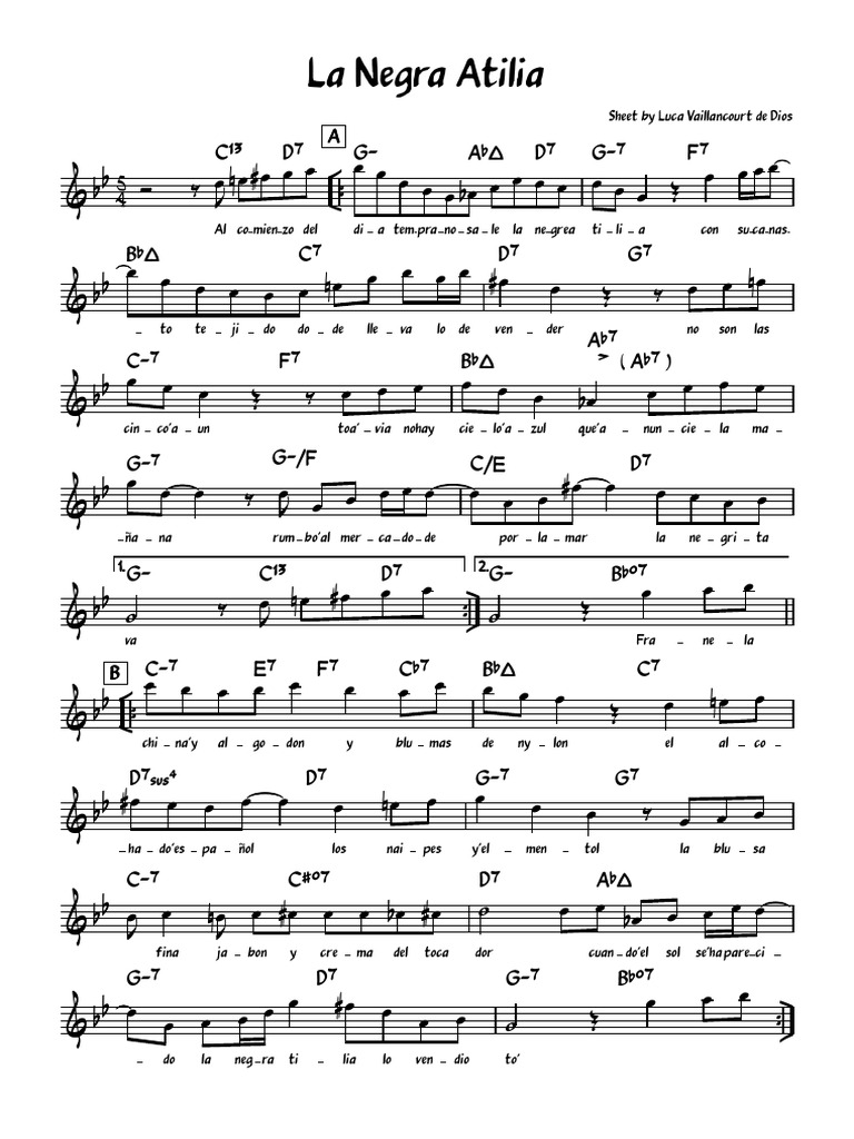 La Negra Atilia Sheet Music | PDF