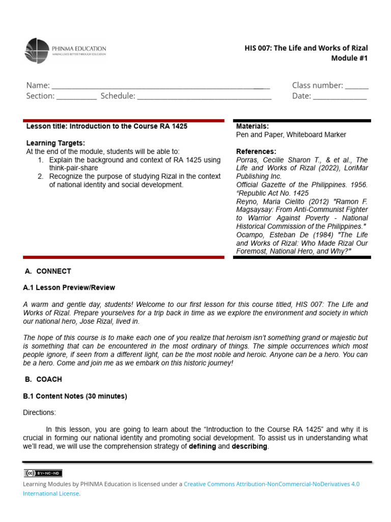 HIS007_SAS#1 | PDF | Reading Comprehension | Learning