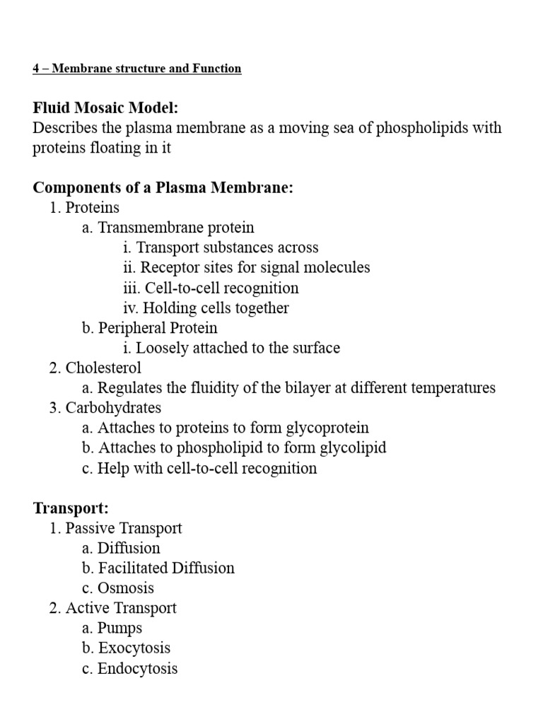 4 - Membrane Structure and Function | PDF