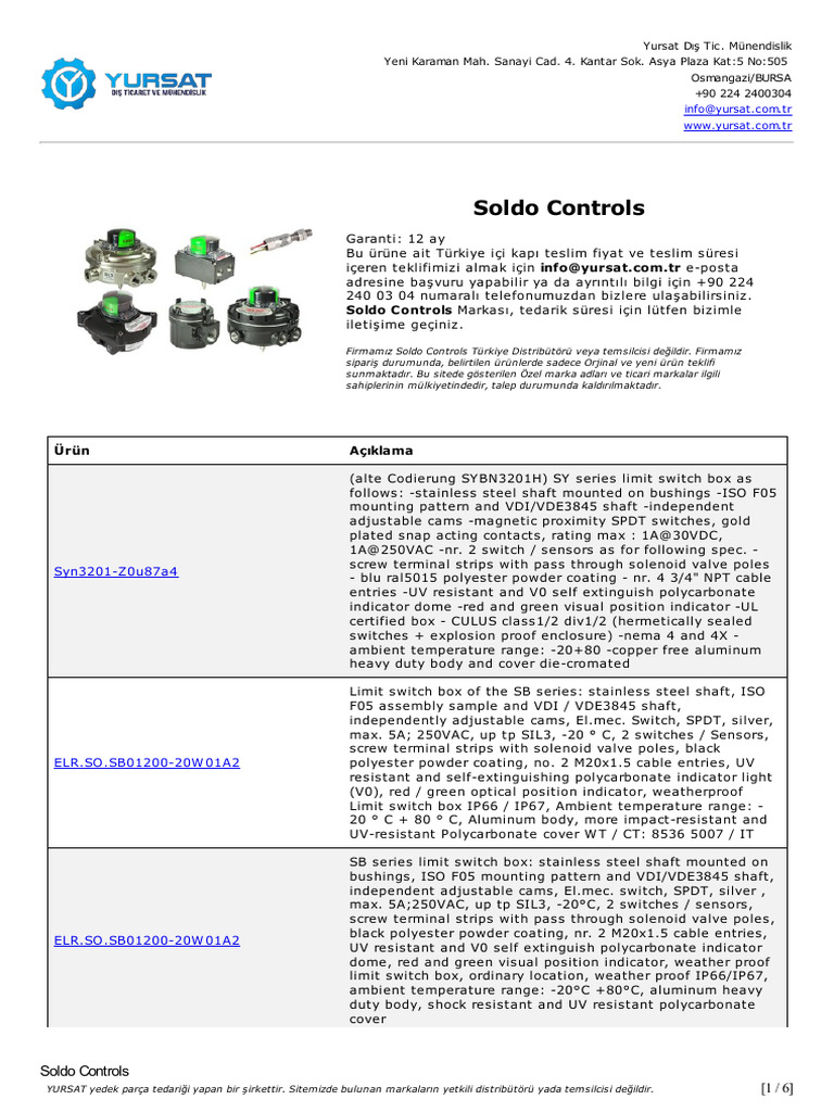 soldo-controls | PDF | Tools | Manufactured Goods