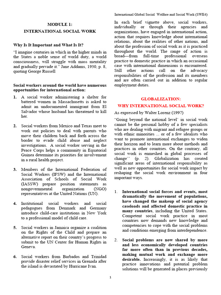 Swe4 International Social Work | PDF | Social Work | Microcredit