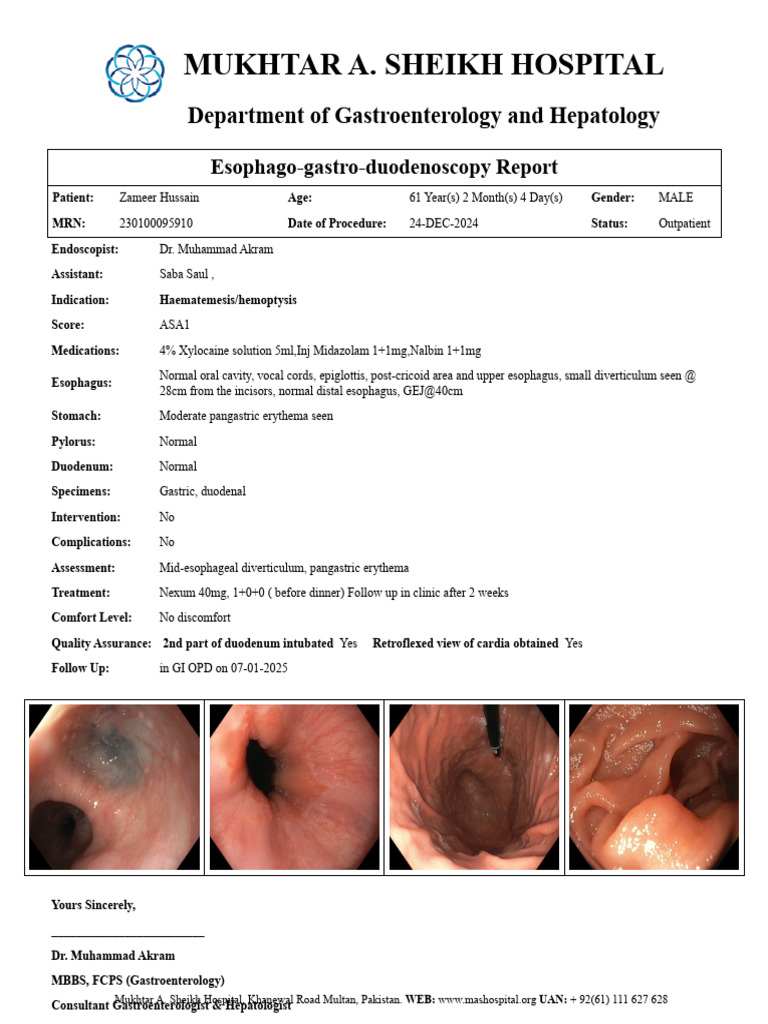 Zameer Hussain - EGD - 24 - 12 - 2024 | PDF