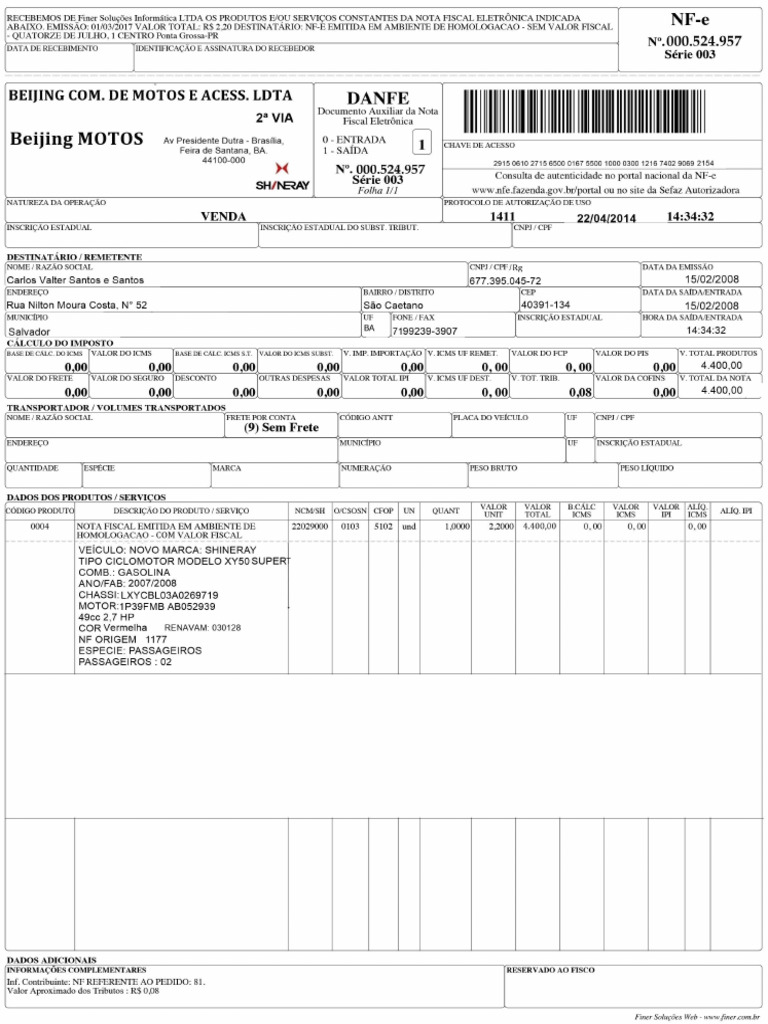 Carlos Valter Santos e Santos NOTA 01 VERMELHA | PDF