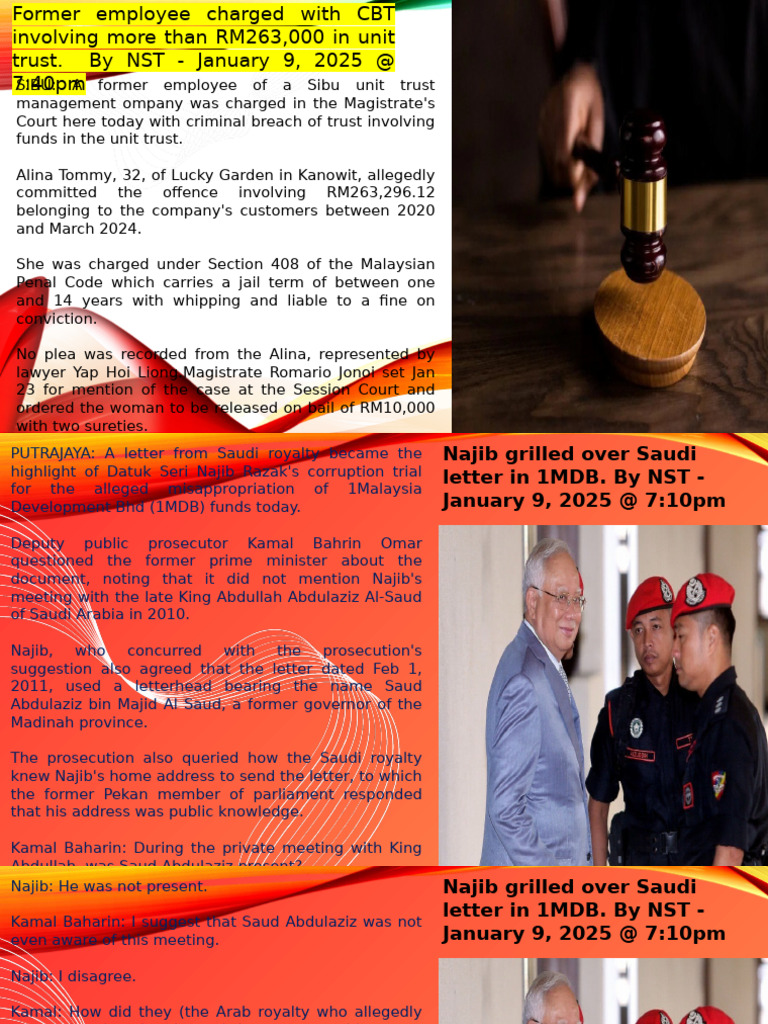 10 January 2025 News Paper Cutting | PDF | Najib Razak | Prosecutor