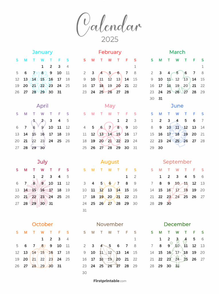 Printable Calendar 2025 Template 06 Firstprintable Com | PDF