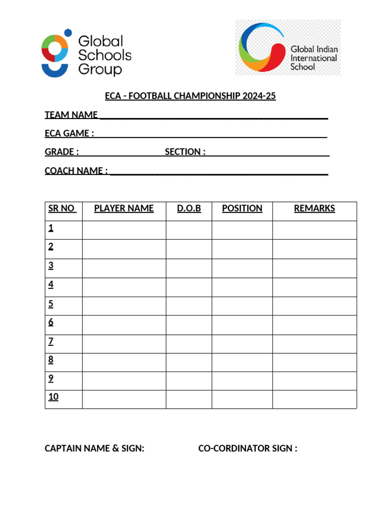 Football Eca Plan and Guidelines | PDF