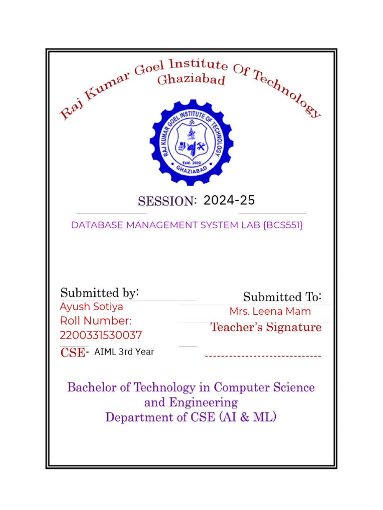 SQL Lab Guide for AIML Students | PDF | Sql | Relational Database