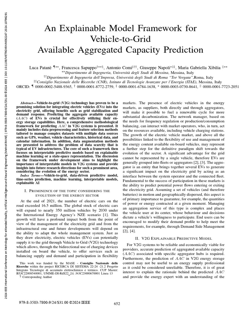 An Explainable Model Framework For Vehicle To Grid Available Aggregated