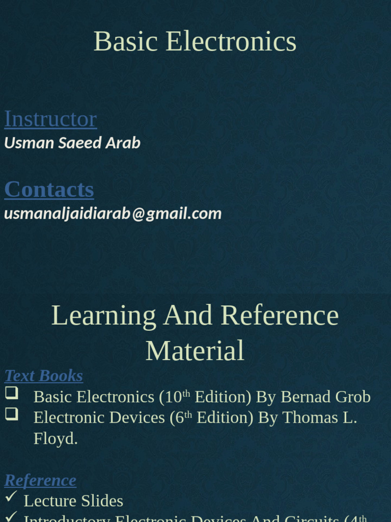 Lecture 1 (Introduction To Electronics) | PDF | Digital Electronics ...