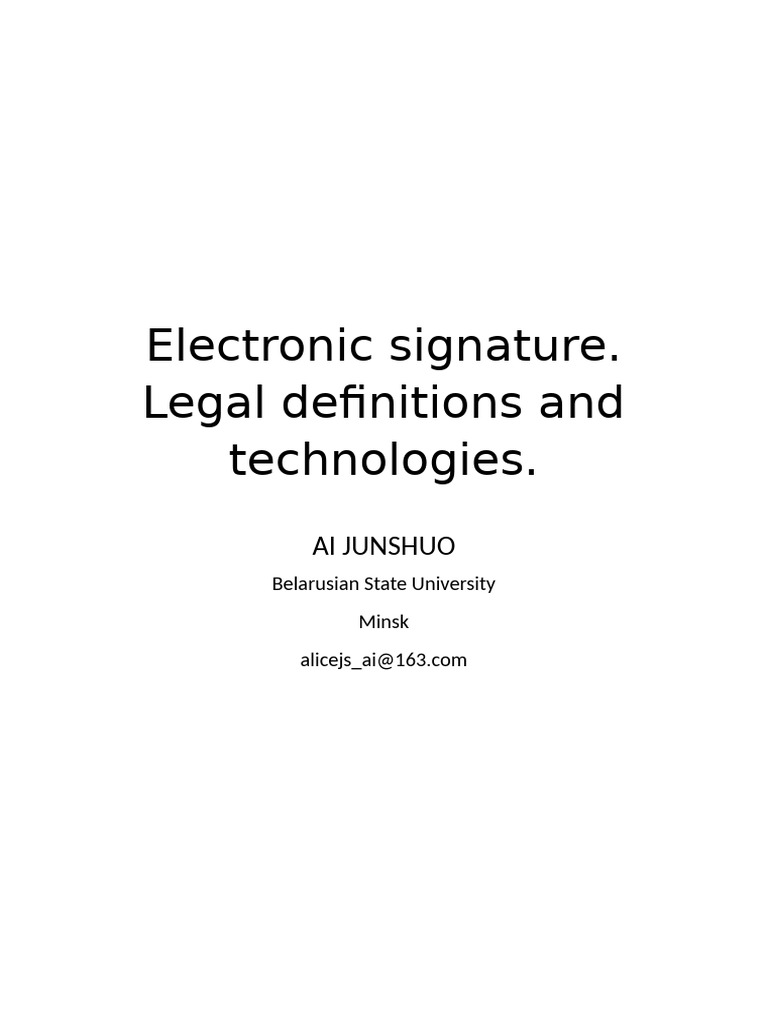 Electronic Signature. Legal Definitions and Technologies | PDF | Public ...