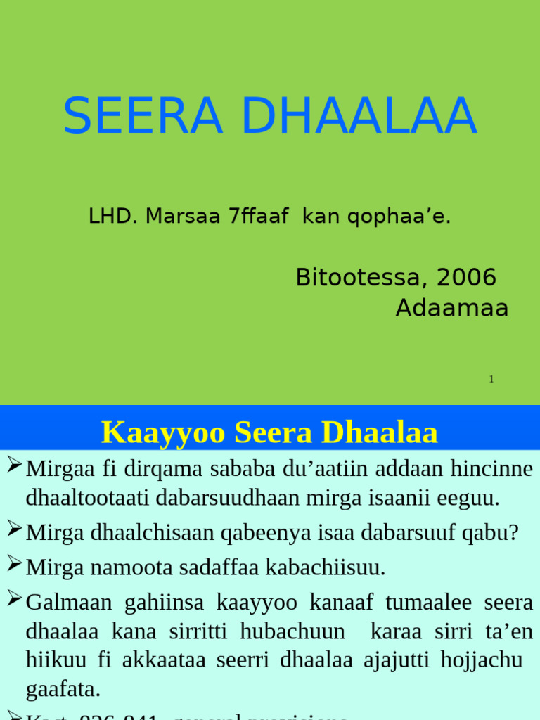 Seera Dhaalaa PPT 7-2 | PDF