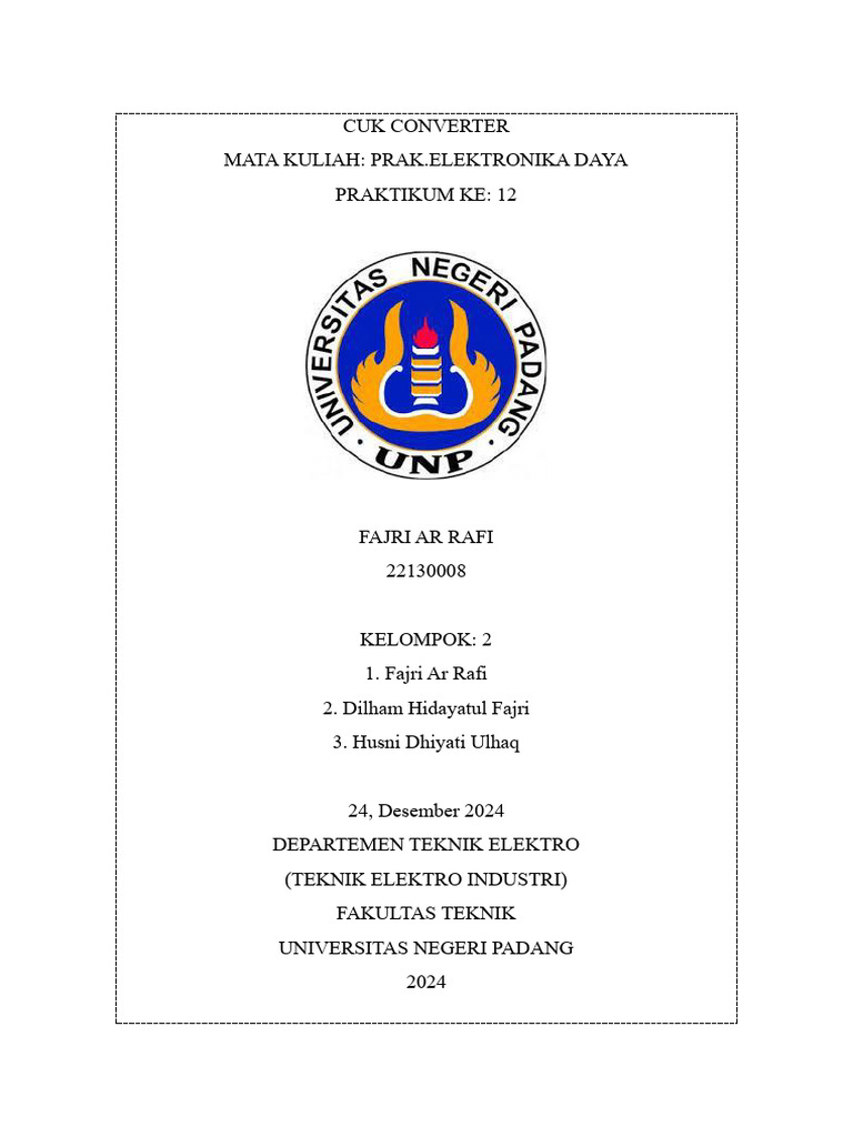 Laporan - Praktikum 12 - Cuk Converter - 22130008 | PDF