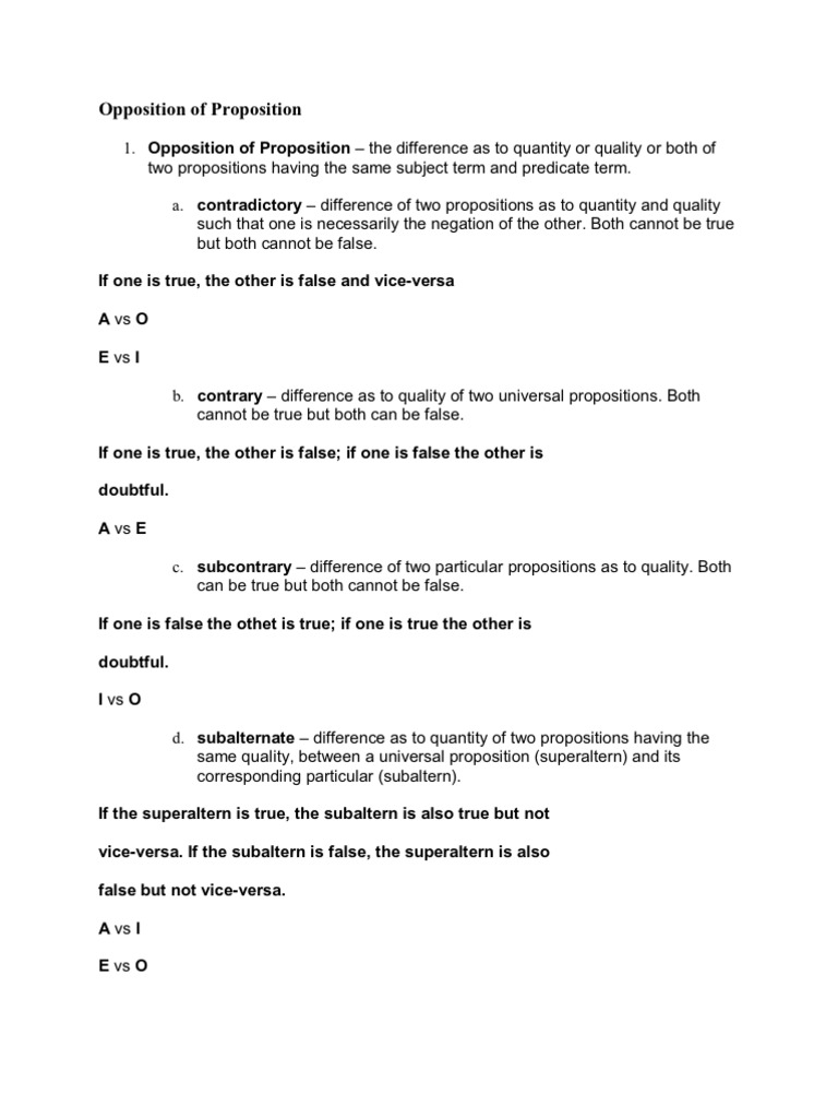 Opposition of Proposition | PDF | Language Arts & Discipline | Self ...