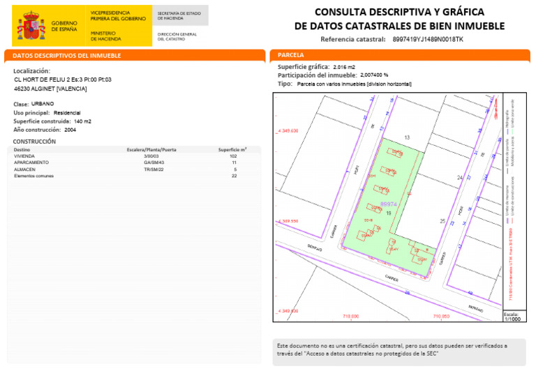 Datos Catastrales de Inmueble en Alginet | PDF | Tecnología geográfica ...