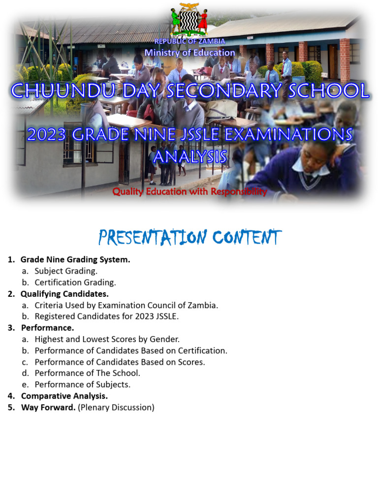 Chuundu - 2023 Grade 9 Final Examination Analysis | PDF | Schools