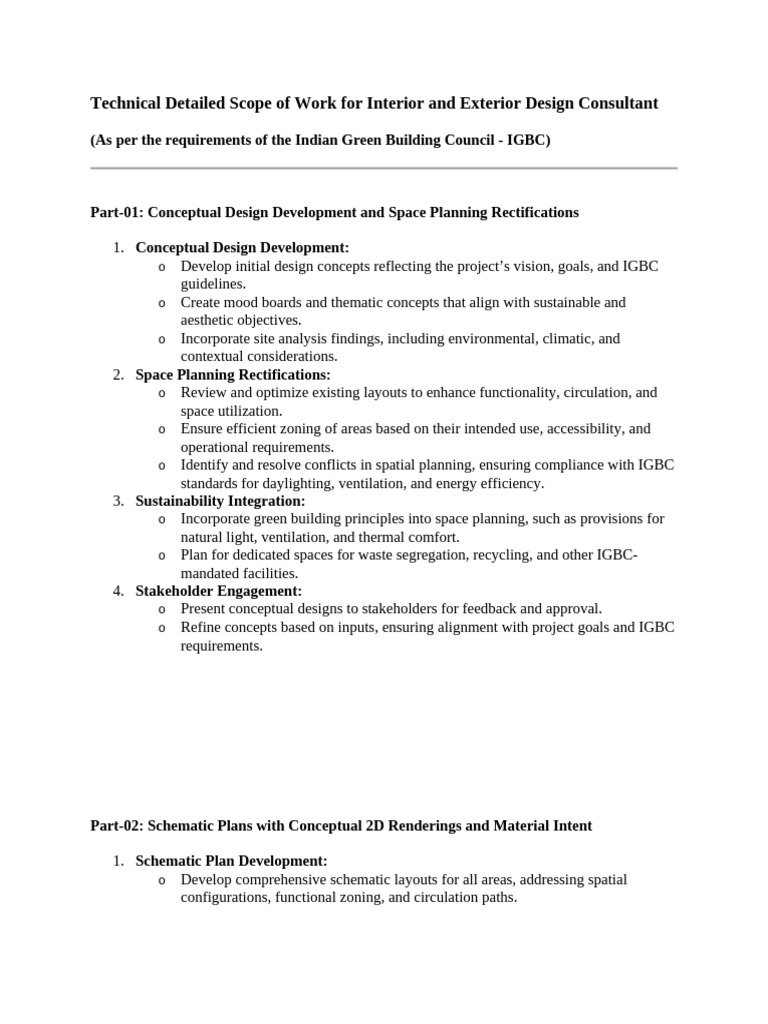 Technical Detailed Scope of Work For Interior and Exterior Design ...