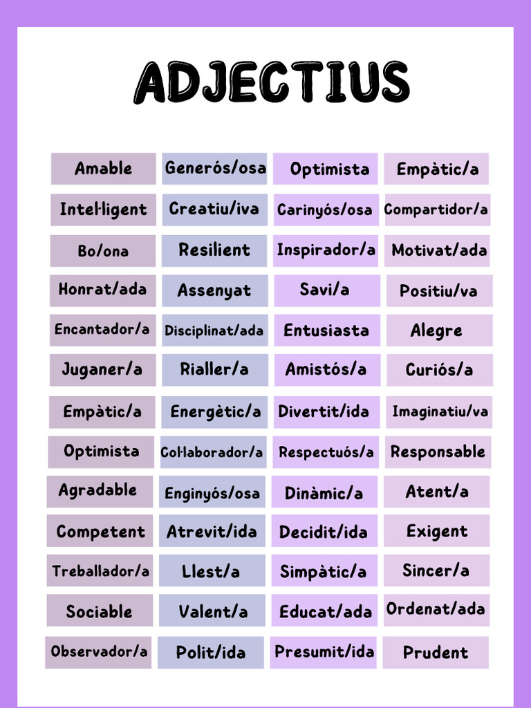 Adjectius Aprenents | PDF