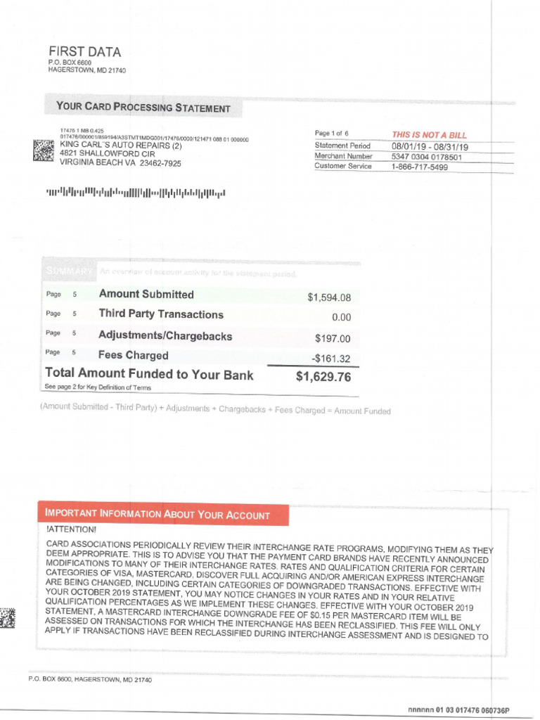 Credit Card Statement Aug 2019 | PDF