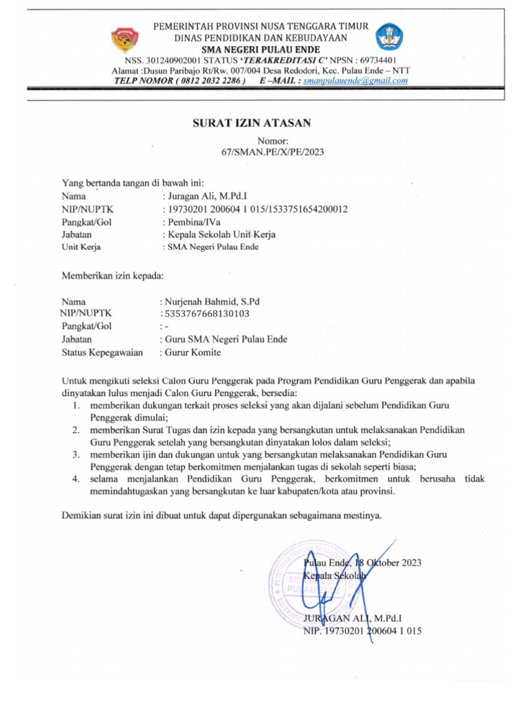 SURAT IJIN ATASAN | PDF