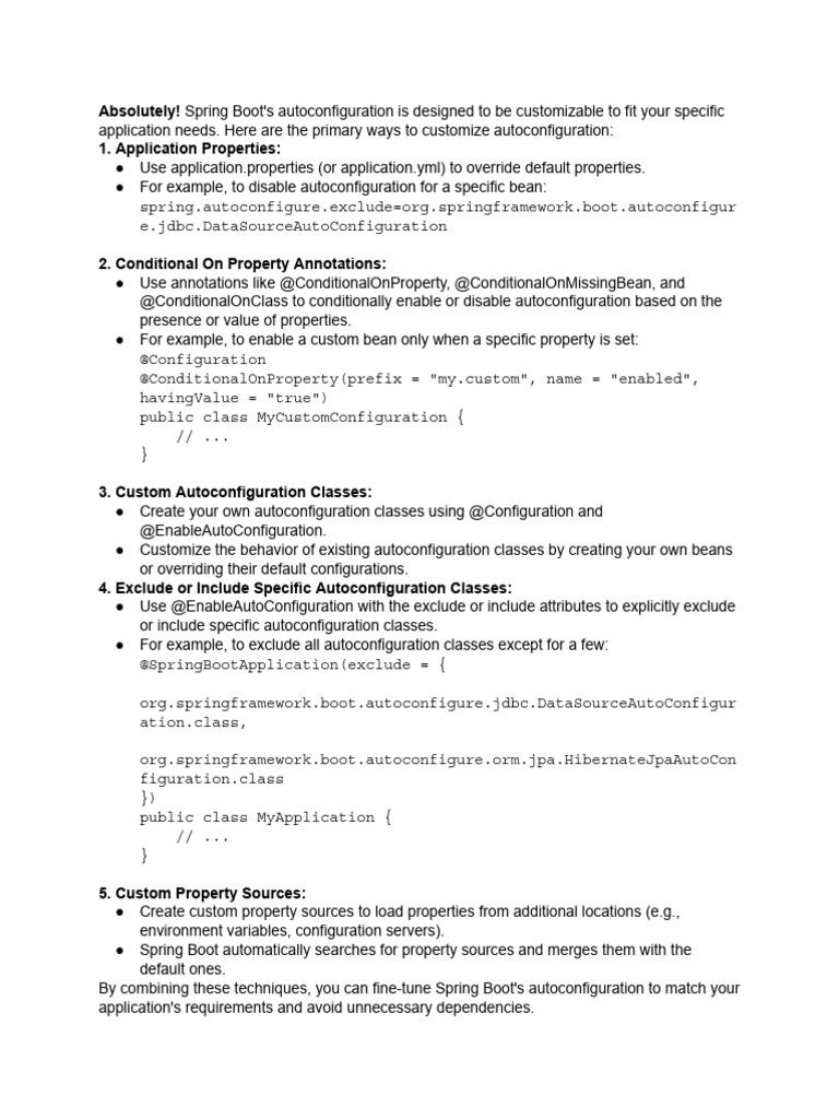 Can We Customise Auto Configuration in Spring Boot... | PDF
