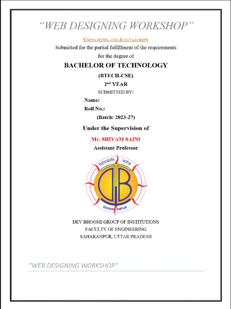 Web Designing Workshop | PDF