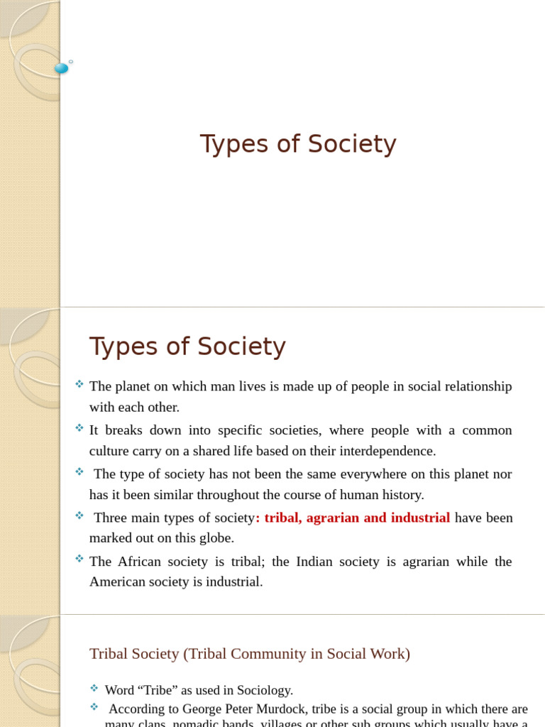 Types of society | PDF | Society | Foods