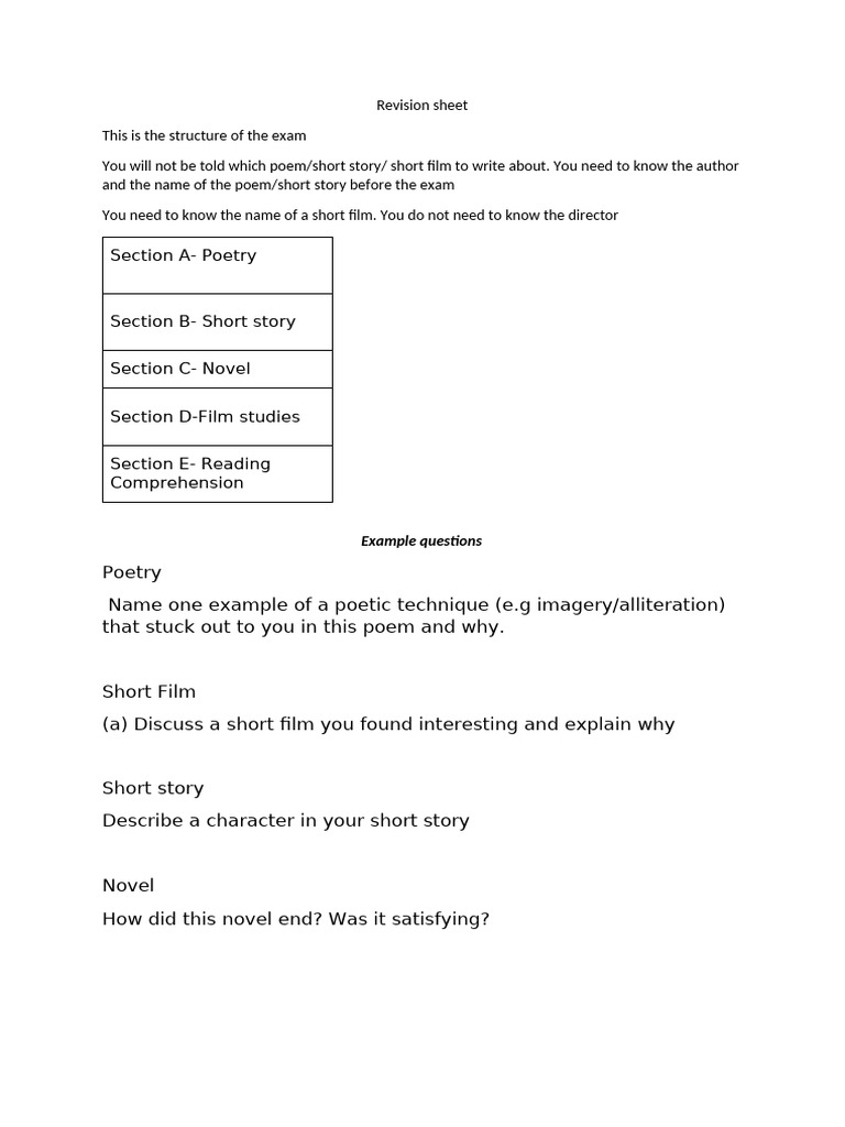 Exam Revision Structure Guide | PDF