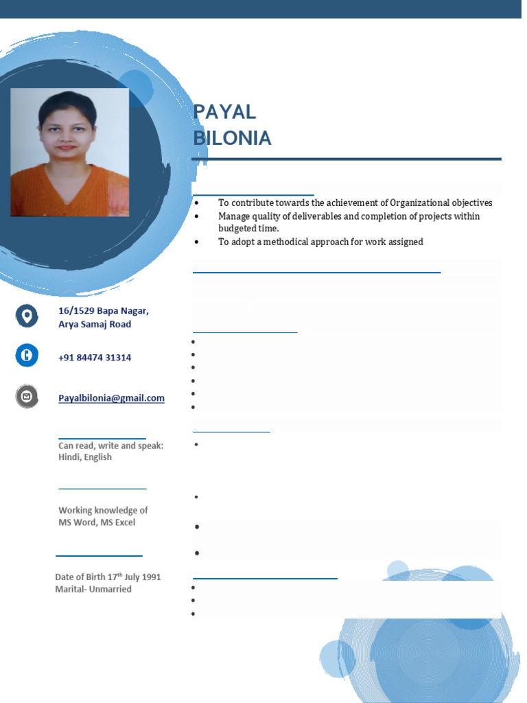 PAYAL resume - 1 page FINAL | PDF