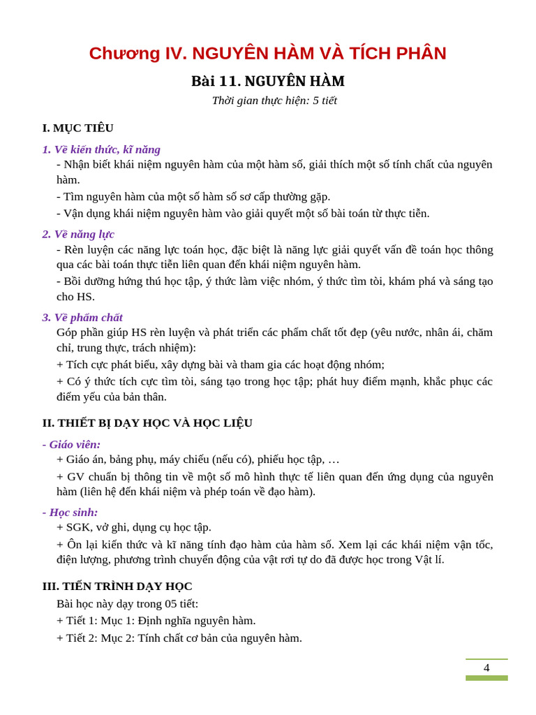 KHBD-Toan 12 - Chương 4 | PDF