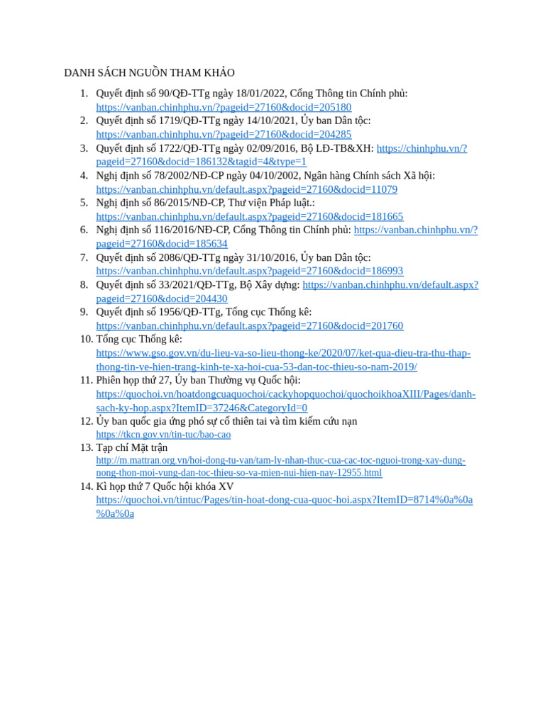 Danh Sách Ngu N Tham KH o | PDF