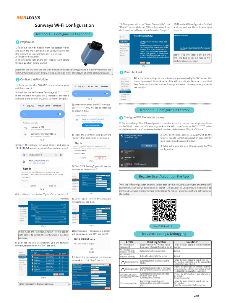 Sunways WIFI Module User Manual EN | PDF | Wi Fi | Mobile App