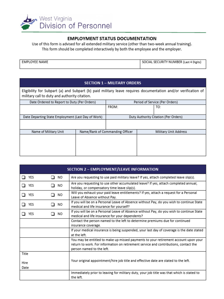 Military Lo A Emp Status | PDF | Employment | Insurance