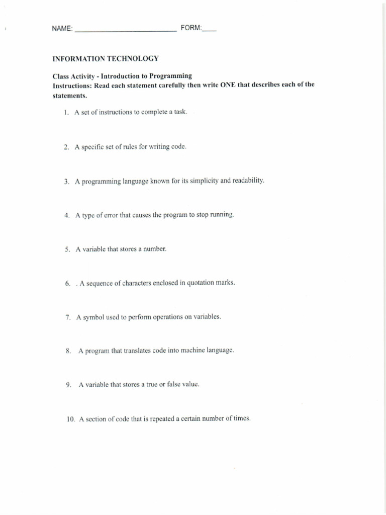 Practise Questions IT 5th Form | PDF