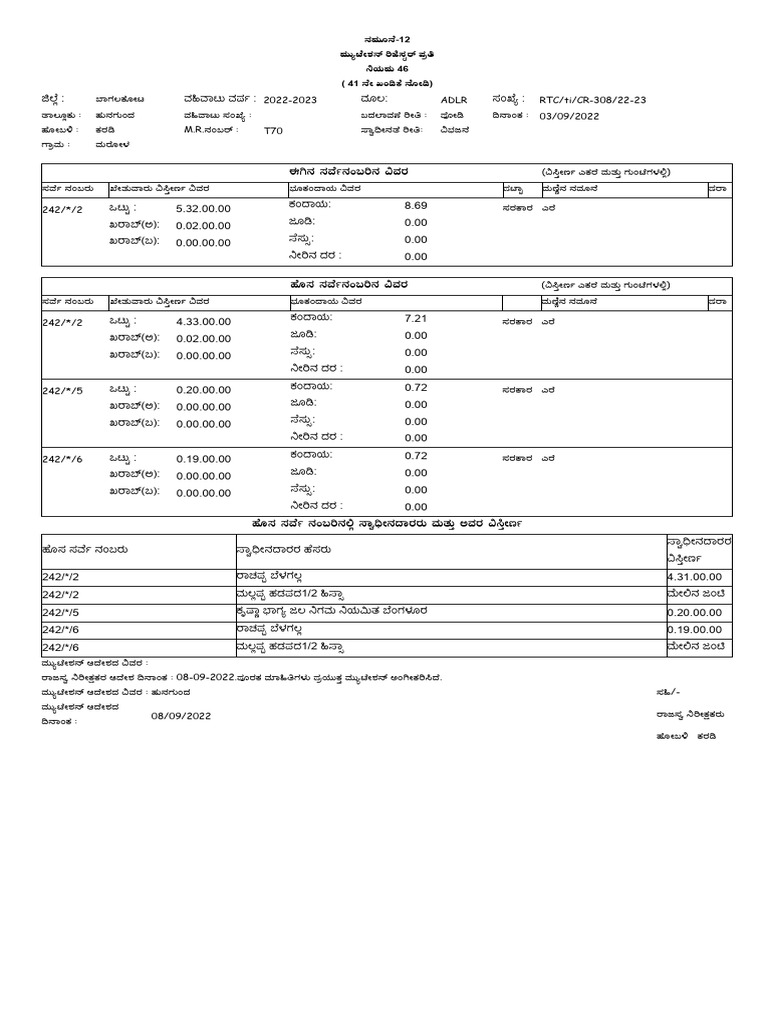 Sy No 242 Area Details | PDF
